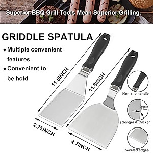 ROMANTICIST Professional Griddle Accessories Set with Carry Bag, Stainless Steel 25PC Grill BBQ Spatula Set, Complete Flat Top Grill Tools Kit for Men Women Indoor/Outdoor Hibachi Grilling