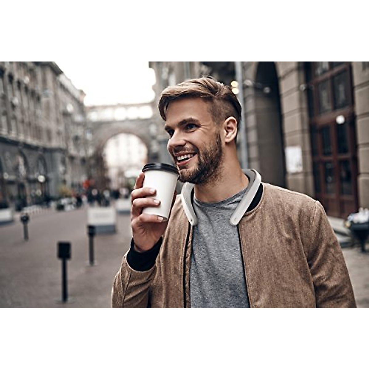 My Theater Wearable Neckband Bluetooth Speaker Universal, White (EM-W100UWH)