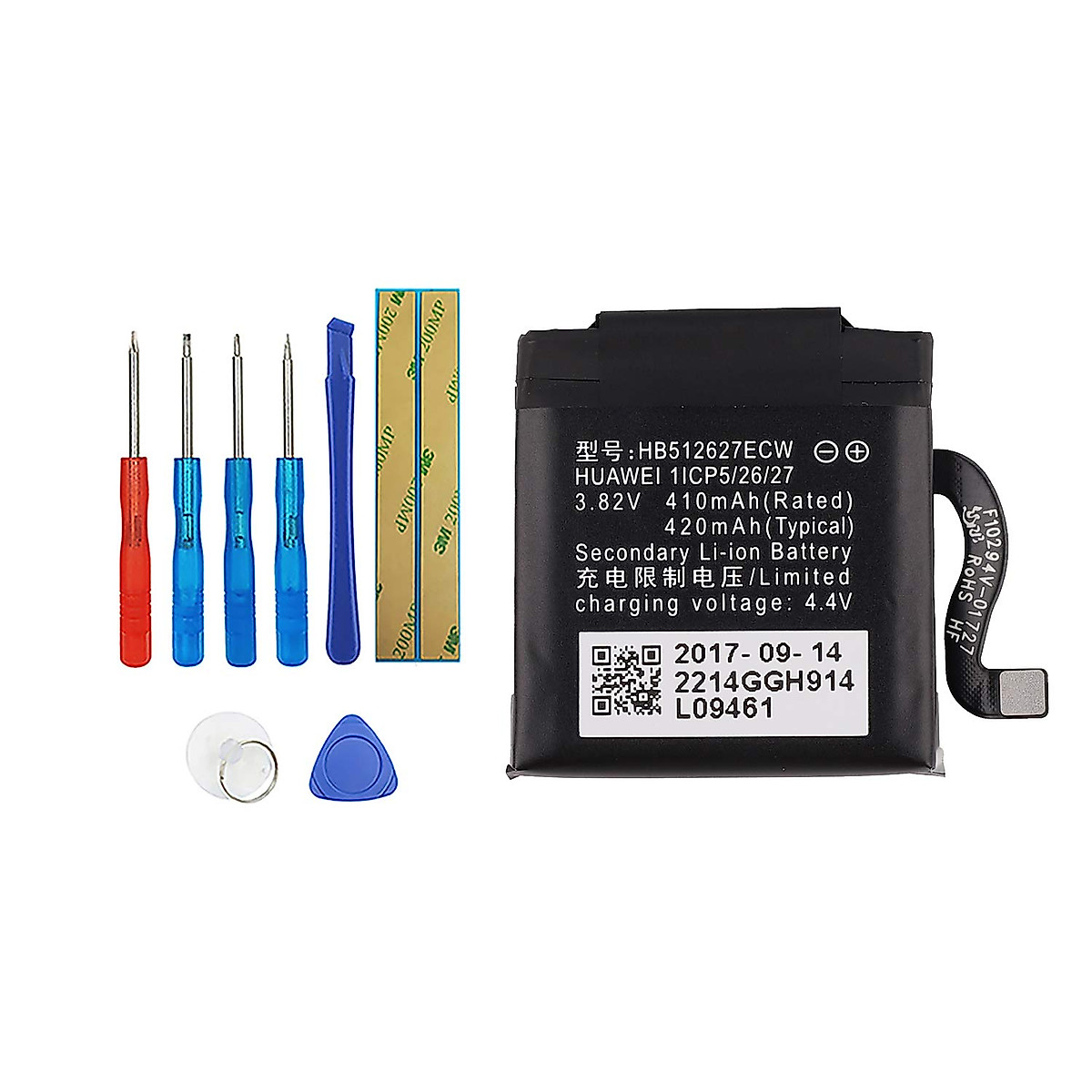 Vvsialeek HB512627ECW Replacement Battery Compatible with Huawei Watch 2 Pro 4G EO-DLXXU Watch GT LEO-B09 LE0-BX9 Leo-BX9 with Toolkit