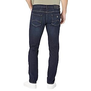 A|X ARMANI EXCHANGE Men's 5 Pocket Slim Denim, Dark Wash/Tobacco Stitching/Stretch Cotton