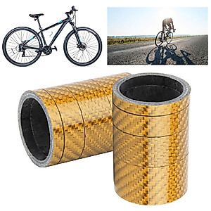 Keenso Carbon Fiber Bike Fork Washer Stem, 2 Set 5/10/15/20mm Bicycle Headset Front Fork Spacer Stem Bike Washer(Gold)