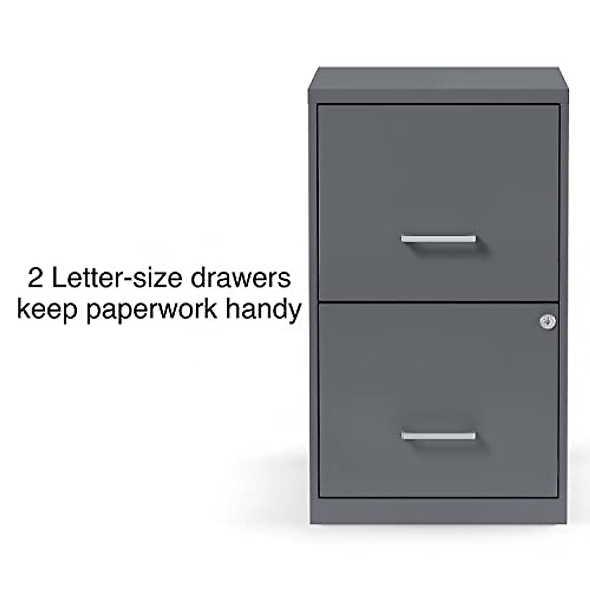 STAPLES 2 Drawer Vertical File Cabinet, Locking, Letter, Graphite, 18-Inch D, 2/Pack (St52143-Ccvs)