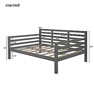 Harper & Bright Designs Full Size Daybed Frame, Wooden Full Day Bed with Wood Slat Support, Full Bed Frame, Full Size Sofa Bed for Bedroom, Living Room, No Box Spring Needed, (Full Size, Gray)