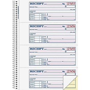 Adams SC1182 Money/Rent Receipt Book, 2-Part, Spiral-Bound, 200 Sets/Book