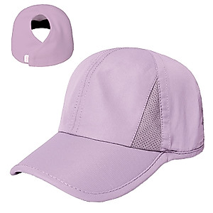 Ponyflo Women's Ponytail Baseball Cap - High Ponytail Hats for Women - Lavender