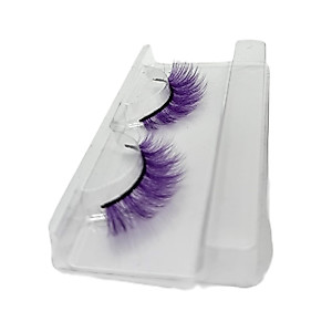 Alluring Synthetick Mink Lashes Reusable Strip False Eyelashes Hand-made Cat-Eye, Fun Color Lashes - PURPLE