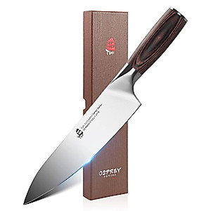 TUO Chef Knife 8 inch - Professional Kitchen Meat Vegetable Knife Japanese Gyuto Knives - German High Carbon Stainless Kitchen Knife with Ergonomic Handle for best Grip - Osprey Series with Gift Box
