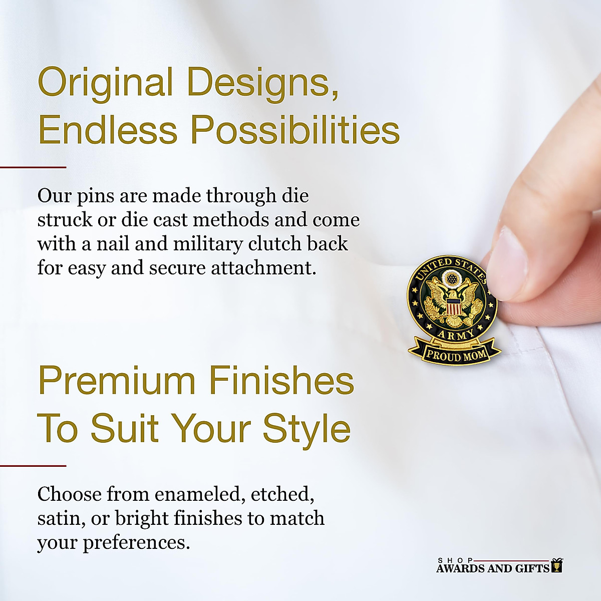 SHOP AWARDS AND GIFTS United States Service US Army Proud Mom Lapel Pin, Gift Boxed