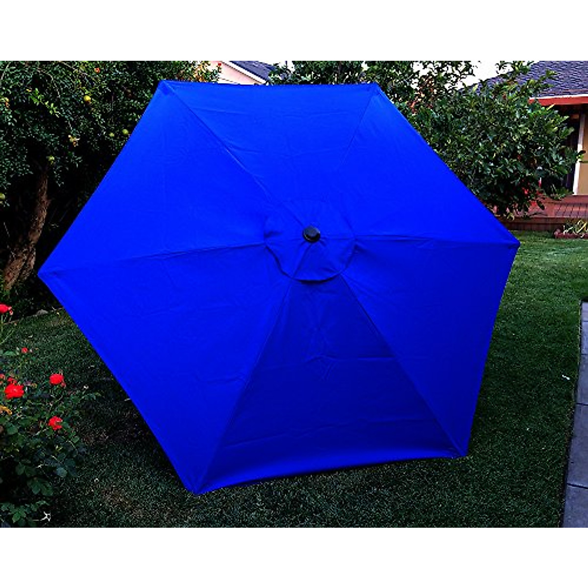 BELLRINO Decor Replacement Strong & Thick Patio Umbrella Canopy Cover for 7.5 ft 6 Ribs (Canopy Only) - Royal Blue