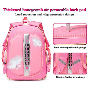 Chamqueen Cute Cat Face Bowknot School Backpack Kids School Bookbag Princess Backpack for Girls Students Pink