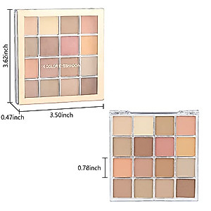 16 Girds Colorful Matte Shimmer Eyeshadow Palette for Eye Makeup,High Pigmented Eye Shadow Primers Powder Palet de sombras de ojos-Matte Nude#