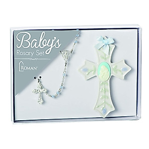 Roman Giftware Inc., Children's Gifts, New Baby, 2 PC ST BOY Rosary & 4" Cross,Religious, Inspirational, Durable (4x1x4)