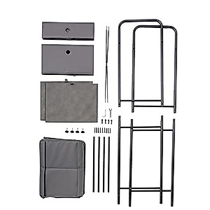 BIRDROCK HOME 12 Cubby Vertical Shoe Rack Organizer with Large Drawer - Grey - Free Standing Tower for Closet - Sturdy Metal Frame - Space Saver - Bedroom Organization
