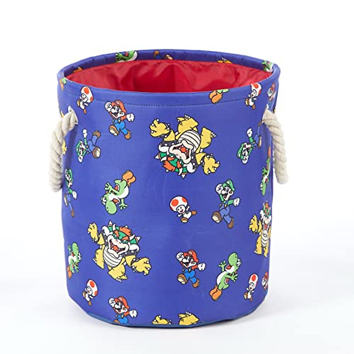 Idea Nuova Nintendo Super Mario 3 Piece Multi Size Fabric Nestable Toy Storage Basket Set, with Rope Carry Handles