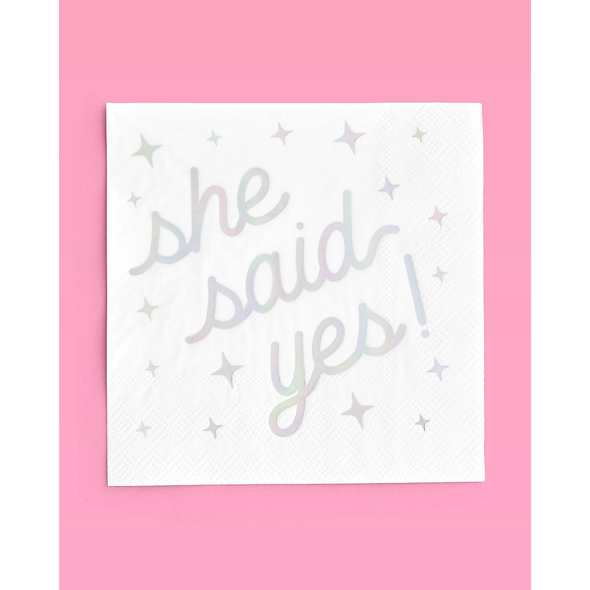 xo, Fetti She Said Yes Napkins - 3-ply, 25 pcs | White Bachelorette Decorations, Engagement Theme Party, Bridal Shower Tablescape, Cute Proposal Dinner Decor