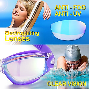 Yizerel Swim Goggles, 2 Pack Swimming Goggles for Adult Men Women Youth Kids Child