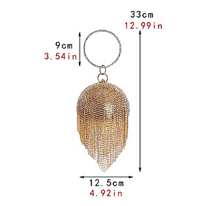 Flada Round Ball Clutch Purse Women Crystal Evening Bag Tassel Wedding Party Handbag, Silver, Small