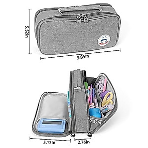 Large Capacity Pencil Case, Stationery Storage Pen Bag Box Handheld Makeup Pouch Holder Multi-Compartment Organizer College School Office Supplies for Student Teen Kid Adult