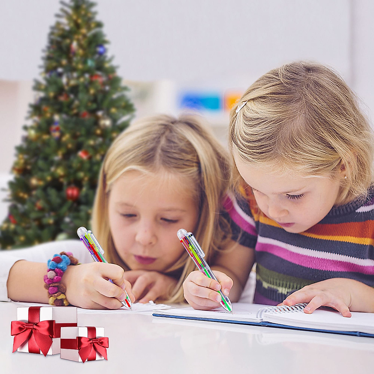 IHPUKIDI 24 Pack 0.5mm 6-in-1 Multicolor Ballpoint Pen, 6 Color Transparent Barrel Retractable Ballpoint Pens for Office School Supplies Students Gift (24 Pack)