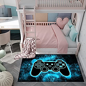 Gaming Video Game Area Rugs for Boys Teens Modern Cool Tech Style Gaming Room Home Decor Gamer Controller Gamepad Pattern Area Rug Floor Carpet Bathroom Mat for Leisure/Living/Bedroom