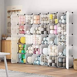 Aeitc 30 Storage Cubes- 14’’x14’’ Cube, More Sturdy (add Wire Panel), DIY Clothes Organizer, Craft Cube Storage with Doors, Bookshelf Units, Toy Storage Cabinets