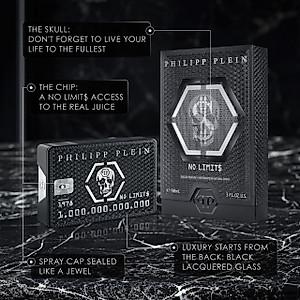 Philipp Plein – Eau de Parfum No Limits 50 ml – Parfum Homme – Notes Orientales et Boisées – Un Tatouage Olfactif Indélébile et Sensuel – Boisé Oriental – Flacon en Verre Laqué Noir