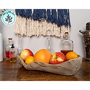 Moxy Meadows Wooden Dough Bowl - 16" long Wooden Decorative Bowl, great as a Centerpiece Bowl, Fruit Bowl, Bread Bowl or Farmhouse Décor. Add style to your home with our wooden dough bowls for décor.