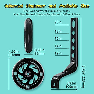 PRUNUS Flash Bike Training Wheels for 12 14 16 18 20 Inch.Training Wheels for Kids Bike is Heavy Duty.Bicycle Training Wheels is Suitable Single Speed Bike