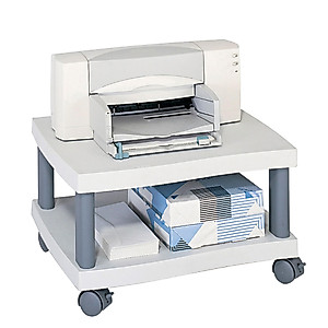 Safco Products Wave Underdesk Printer Stand 1861GR, Gray Powder Coat Finish, Swivel Wheels for Mobility, 50 lb. Capacity, Light Gray