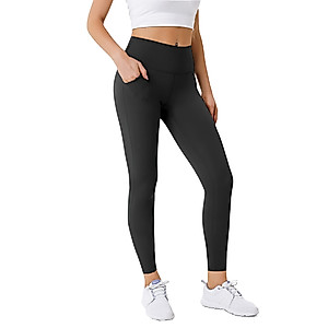3 Pack High Waisted Leggings for Women No See Through Yoga Pants Tummy Control Leggings for Workout Running Buttery Soft (Pocket Black/Black/Black, L/XL)