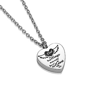 Gisunye Cremation Jewelry for Ashes Pendant for Dad Mom Stainless Steel Heart Cremation Urn Necklace Memorial Pendant with Fill Kit (PMX-Dad)
