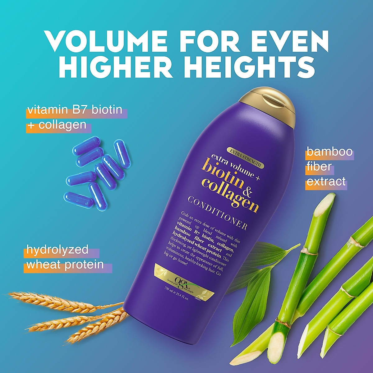 OGX Biotin & Collagen Extra Strength Volumizing Conditioner for Thicker, Fuller Hair, 25.4 fl oz