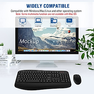 Wireless Keyboard Mouse Combo, EDJO 2.4G Full-Sized Large Wireless Keyboard with Comfortable Palm Rest and Optical Wireless Mouse for Windows, Mac OS PC/Desktops/Computer/Laptops
