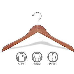 Cedar Wood Top Hanger, (Box of 12) Unfinished Curved Hangers with Fresh Cedar Scent and Chrome Swivel Hook for Jacket Coat & Shirt by The Great American Hanger Company