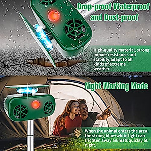 Defendy Ultrasonic Animal Repeller, Solar Repeller Cat Repellent Outdoor Powered Bird Waterproof Dog Deterrent Squirrel Deer Raccoon & More for Yard Garden Farm