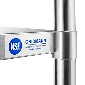 GRIDMANN NSF Stainless Steel Work & Prep Table 60 x 30 Inches with Caster Wheels and Under Shelf for Restaurant, Home, Hotel