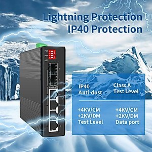 4-Port Hardened Industrial Gigabit 2+ Managed DIN-Rail Switch, 4x10/100/1000 Base-TX +2x1000Base-FX SFP 6X, Network Ethernet Gigabit Not with PoE+ Switch