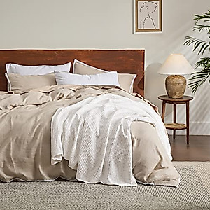 Bedsure 100% Cotton Throw Blankets for Couch - 405GSM Waffle Weave Blankets for All Seasons, Cozy and Soft Woven Blankets, Lightweight Fall Throw Blankets, White, 50x70 inches