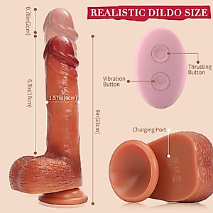 HIVEFUN Thrusting Vibrating Dildo Vibrator Adult Sex Toys, Remote Control Realistic Vibradores Dildos Sex Machine with Suction Cup, Lifelike Silicone Thick G spot Anal Couple Sex Toy for Women and Men