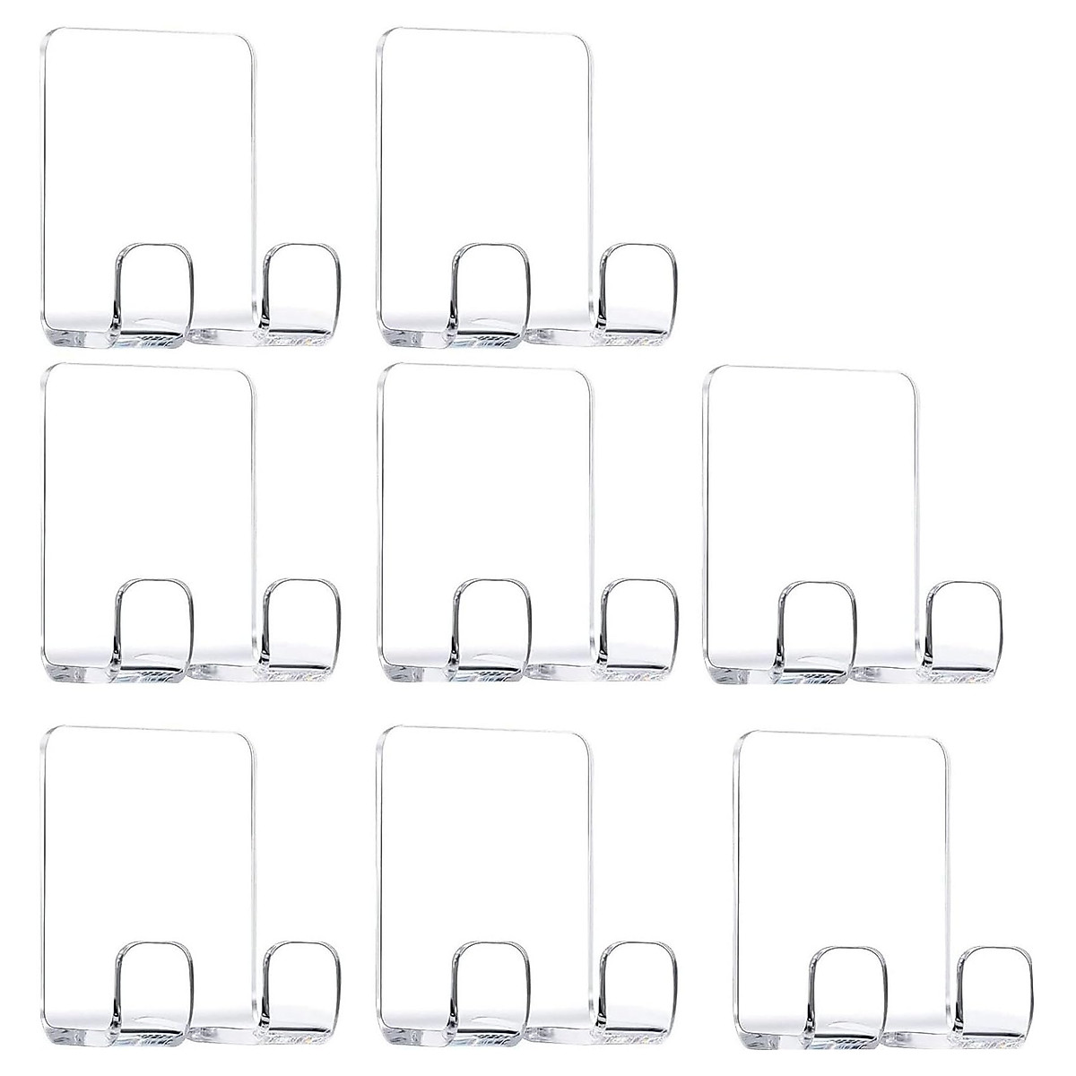 JWCE. Razor Holder Hooks Shower Hook with Acrylic Adhesive for Razor Bathroom Kitchen Organizer for Razor Plug Towel (Clear-8pcs)