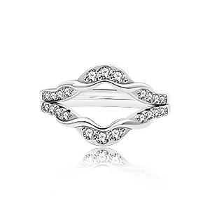 Uloveido Cubic Zirconia Curved Stacking Rings Enhancer for Women Bridal 925 Sterling Silver Wedding Engagement Rings Gift Y1523 Size 9