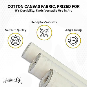 Canvas Fabric | 7 OZ Canvas Fabric by The Yard | Canvas Fabric Roll 62" Wide | Canvas Cloth | Premium Duck Cloth Canvas Rolls for Painting, Upholstery, & Crafts - Natural Canvas Roll | 1 Yard