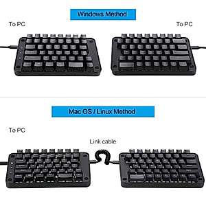 Koolertron Programmable Split Mechanical Keyboard, All 89 Keys Programmable Ergonomic Keypad with OEM Gateron Black Switch, 8 Macro Keys - [SMKD62] Black (OEM Switch White Backlit)