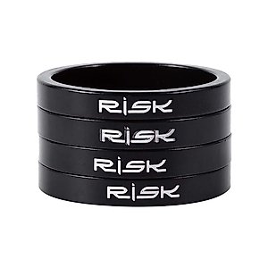 Tbest Stem Spacers,Stem Spacers Burgtec,Bike Headset Spacer 4pcs Aluminium Alloy Bike Spacers Stem Riser ycle Fork Washers Headset Spacers for Mountain Bike Road Bike (5mm Black)