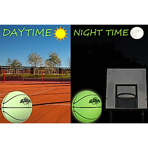 ALKOMI Glow in The Dark Basketball, Light Up Basketball, LED Night Reflective Glowing Holographic Basketball Ball, Basketball Gifts for Boys and Girls, Light Up Balls for Kids