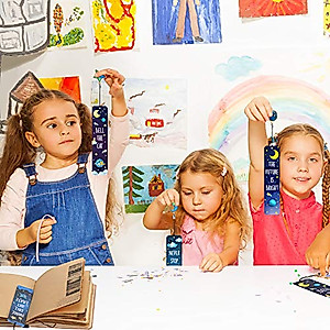 12 Pcs Bookmarks for Children Cat Moon Star Celestial Theme Space Bookmarks with Metal Charms Inspirational Quotes Bookmarker Gift for Kids Boys Girls School Reading (Novelty Style)