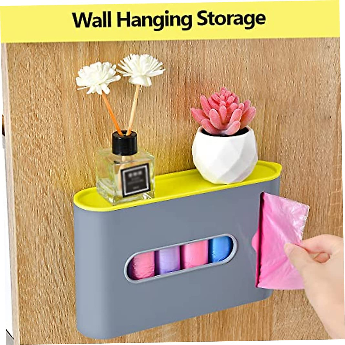 NewGtuizi Trash Bag Holder,Trash Bag Dispenser with Lid Punch-Free,Garbage Bag Dispenser Garbage Bag Holder for Cabinet, Garbage Bag Dispenser Under Sink - Trash Bag Organizer for Home Or Shops