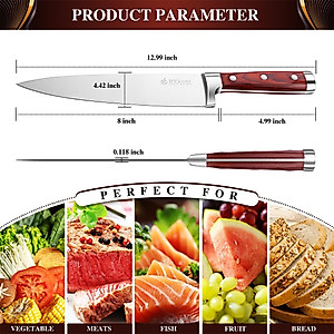 BYkooc Chef Knife - 8 Inch Pro Kitchen Chef Knife High Carbon Stainless Steel Sharp Chef's Knife with Ergonomic Handle and Gift Box - Chef's Knives for Family & Restaurant Use