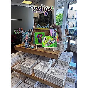 Indigo Art Studio Pre Drawn Canvas Paint Kit for Adults Kids | Stenciled With Marker | Art Activity | Afro Queen Retro | DIY Birthday Gift & Sip and Paint With Twist Party Queen #5 (8x10 Inches)