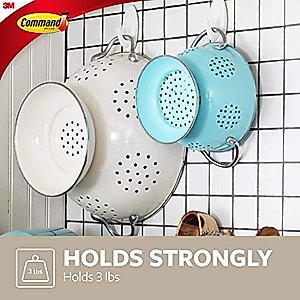 Command White Terrace Hooks, 2 Hooks with 4 Command strips, Holds up to 3 lb, Damage Free Hanging Wall Hooks with Adhesive Strips, No Tools Wall Hooks for Hanging Decorations in Living Spaces